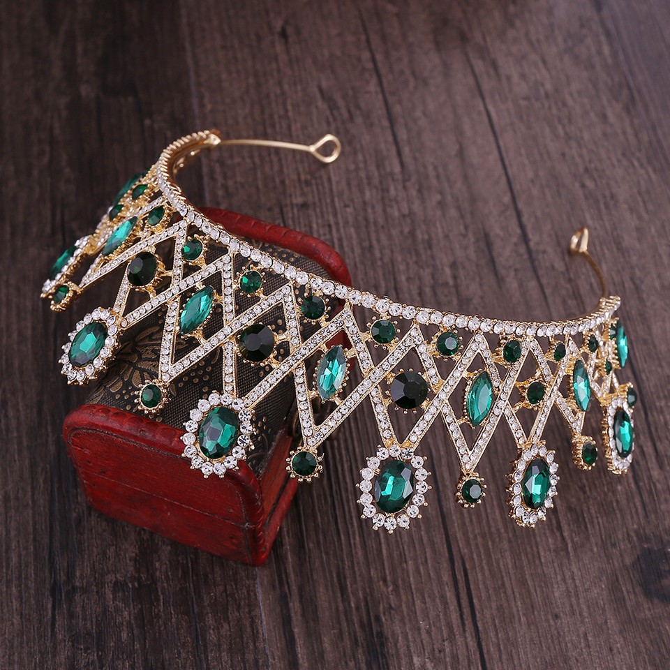 55 Styles Green Crystal Queen Princess Tiara Crown Wedding Princess For ...