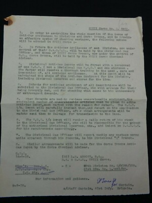 WW1 (1918) British Army Document - "ANTI-GAS APPLIANCES" (Supply ...