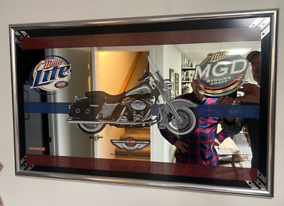 2003 MILLER LITE & MGD HARLEY DAVIDSON 100th Anniversary Bar Mirror 31 ...