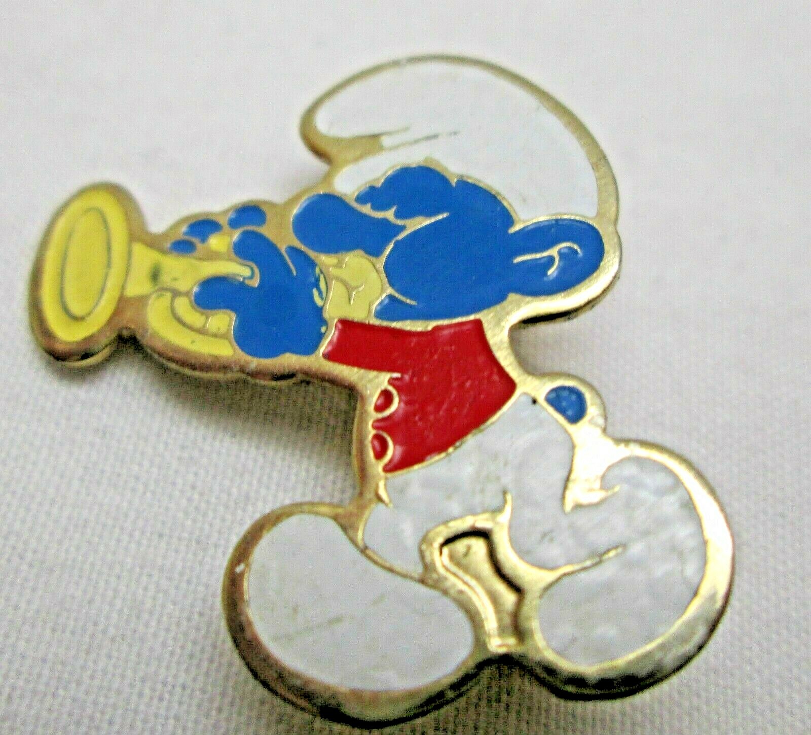 Vintage Smurfs 1980 Lapel Pin Smurf Playing Trumpet Horn Band | eBay
