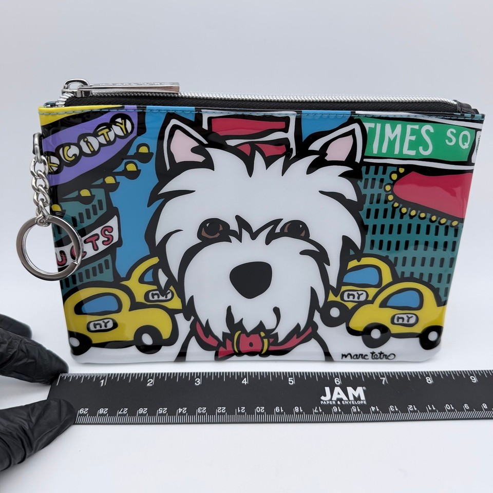 Marc Tetro Westie Times Square Zip Pouch Makeup Bag Cosmetic Purse New ...