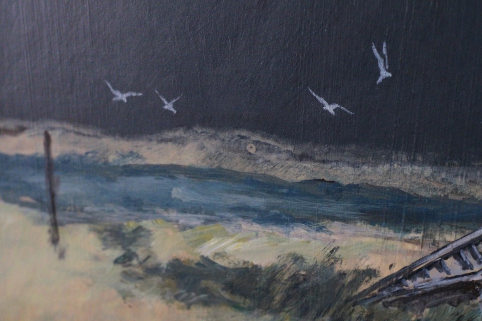 Coastal Scene Weathered House Acrylic Painting Signed Clint Carter GA ...