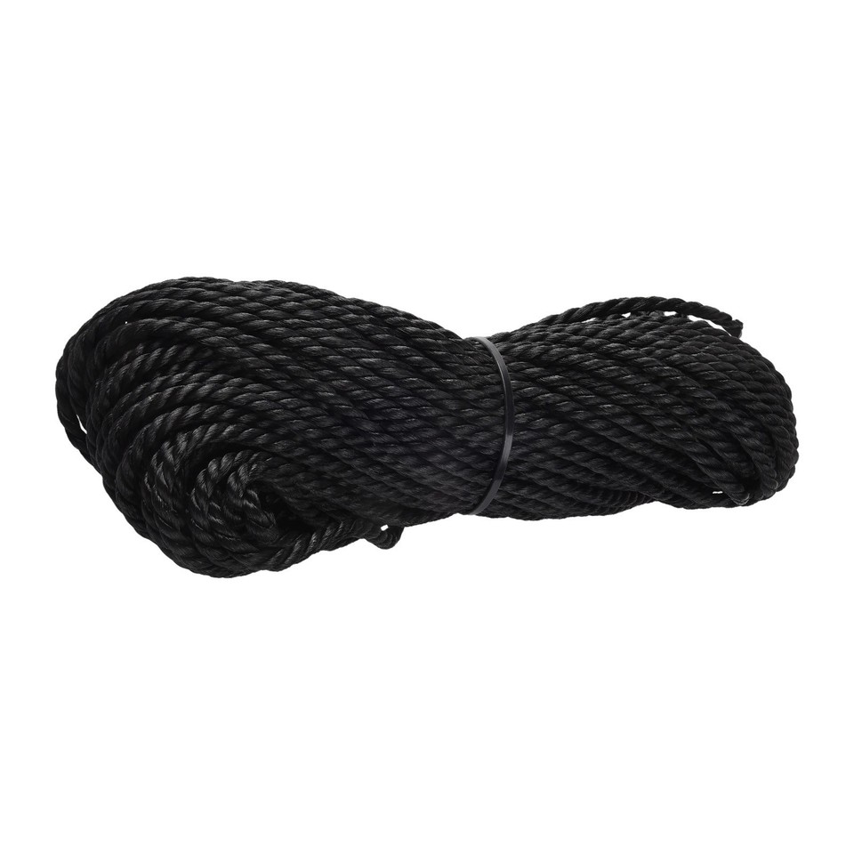 Black Poly Rope Black Rope Coil UV Resistant Versatile Use Extended ...
