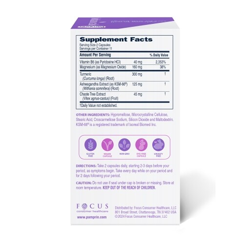 4 Pack of Pamprin Botanicals Supplement for PMS & Period Support, 22 ...