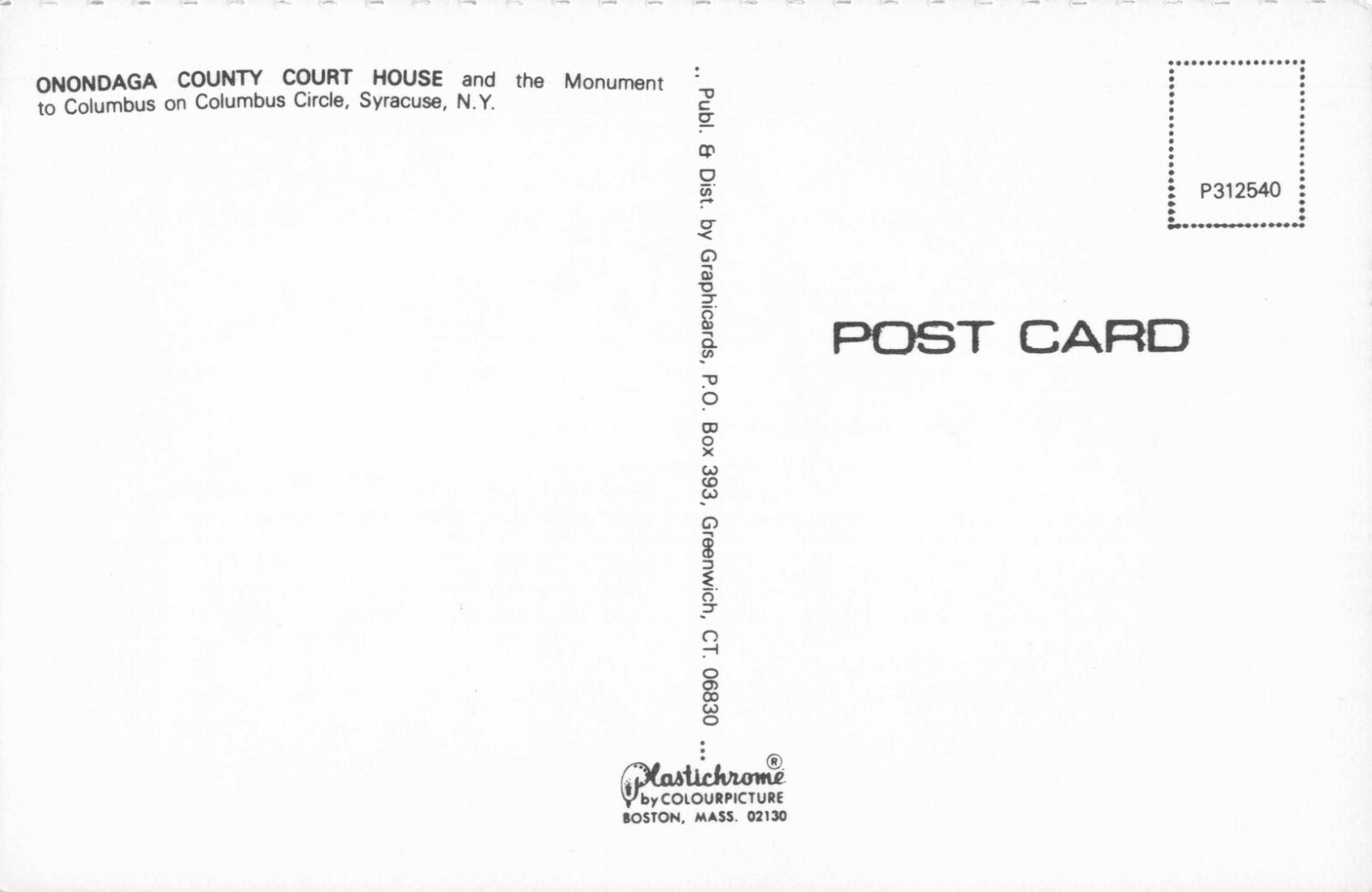 Postcard Onondaga County Court House and Columbus Monument Syracuse NY ...