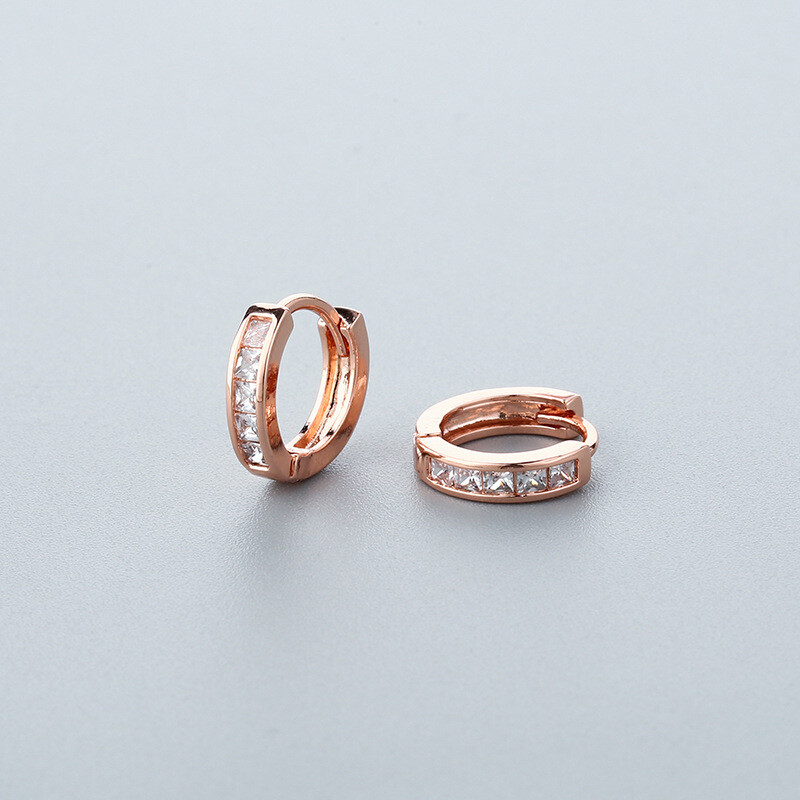 Gold/Silver Square Small Cz Huggie Hoop Earrings Women Men Jewelr ∟ ...