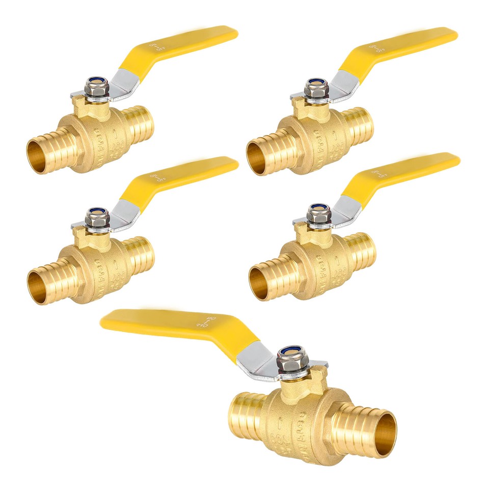 EFIELD 1" 1/2" 3/4"PEX Ball Valve Yellow Handle Full Port Shut Off ...