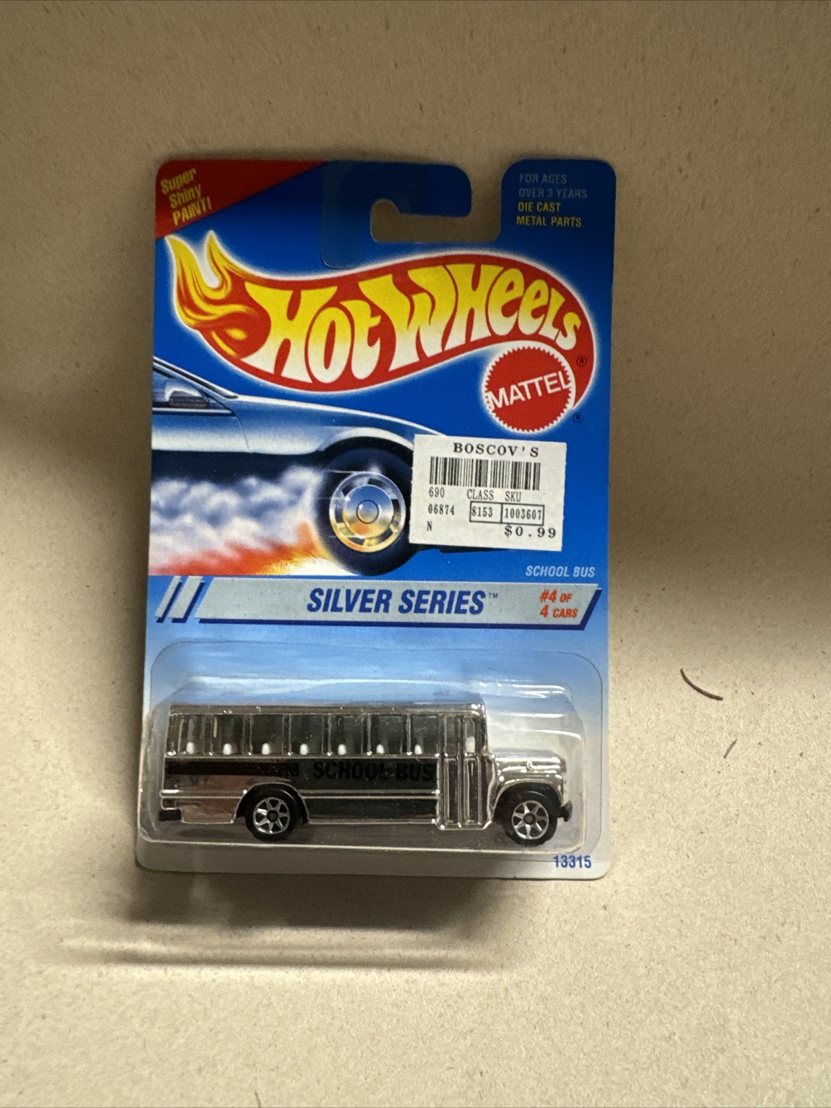 1 Hot Wheels 1994 School Bus SILVER 323 SERIES 4 of 4 1/64 Diecast NEW ...