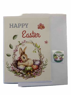 1 X Easter Greeting Card 15cmX 10cm 'happy easter' Blank Inside With ...