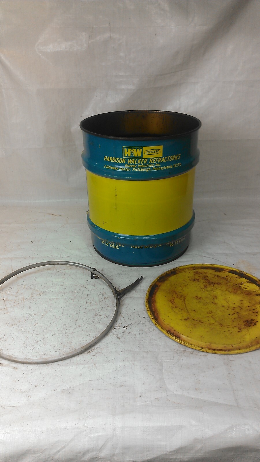 VINTAGE HARBISON WALKER REFRACTORIES DRESSER INDUSTRIES DRUM BARREL ...