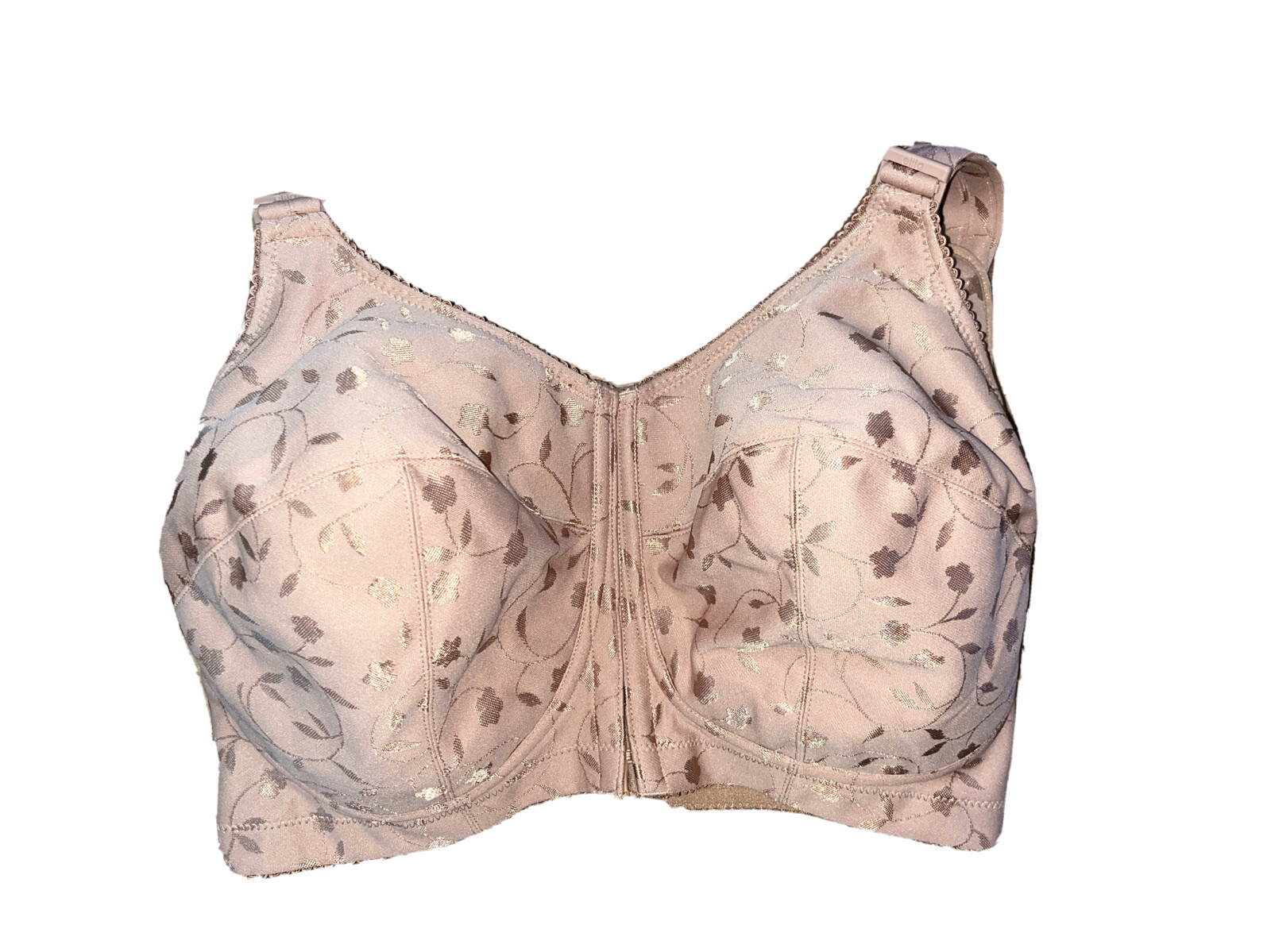 Elila Jacquard Front Hook Soft Cup Bra Size 38H Mocha Tan Wireless 1515 ...