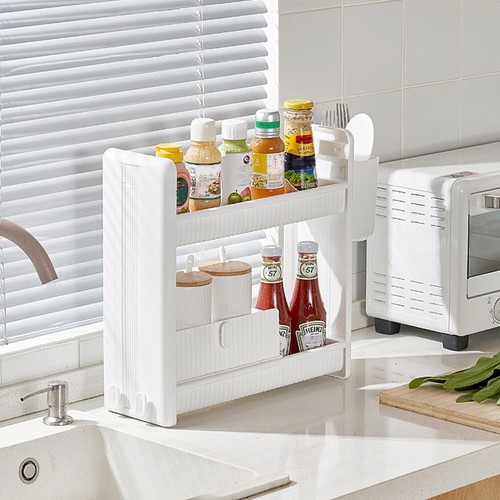 2/3/4 Tier Slim Kitchen Spice Organizer Shelf Bathroom Storage Rack ...