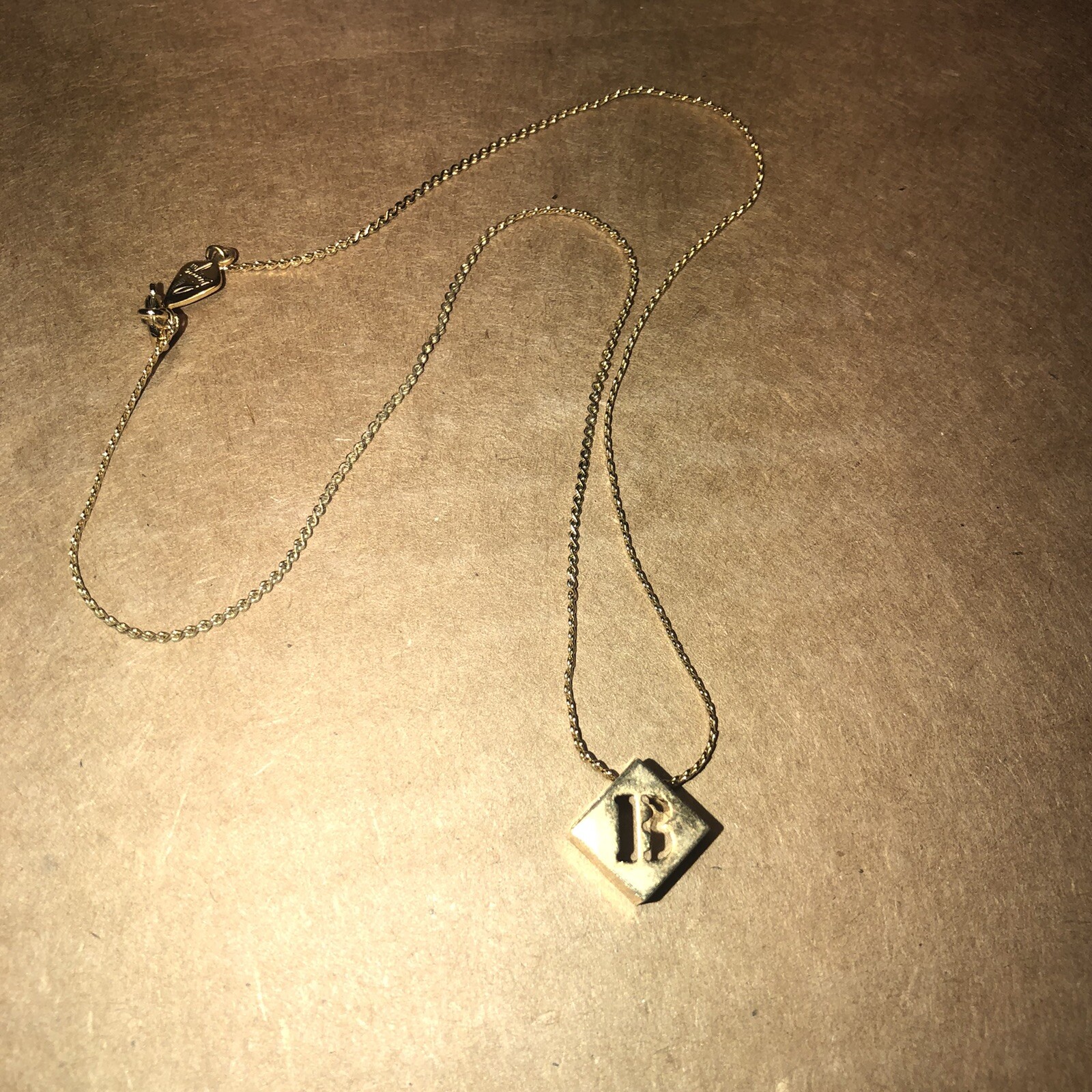 Biagi 1977 Gold Tone Letter "B" cube Initial 14” Necklace. | eBay