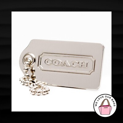 NEW 2.25" Large COACH SILVER NICKEL METAL KEY FOB BAG CHARM KEYCHAIN ...