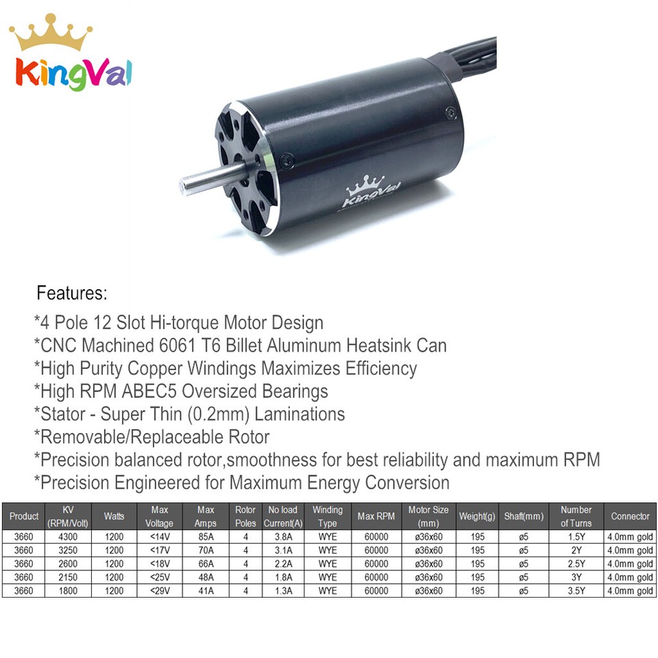US STOCK KingVal 3660 Brushless Motor with Water Cooling Jacket Unit ...