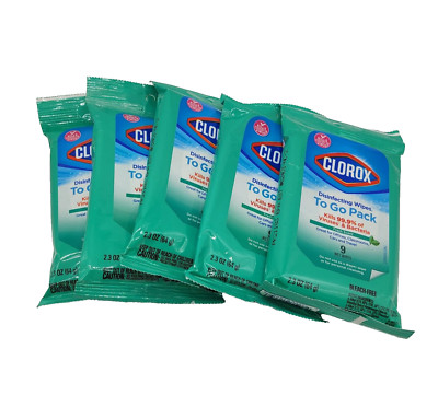5 Pack Clorox Cleaning Wipe Go Travel Packs Fresh Scent Kill Viruses ...