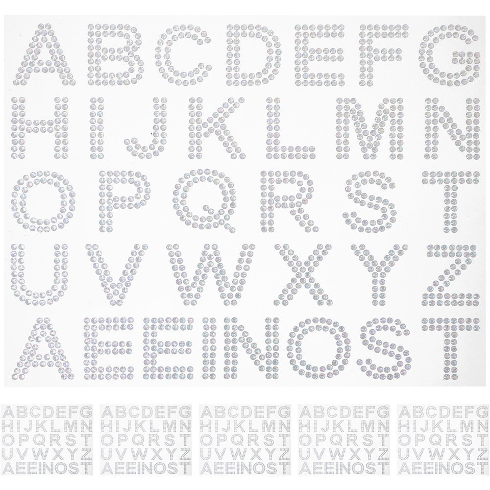 6 Sheets Alphabet Stickers Phone Case Diy Decal Rhinestone Letter ...