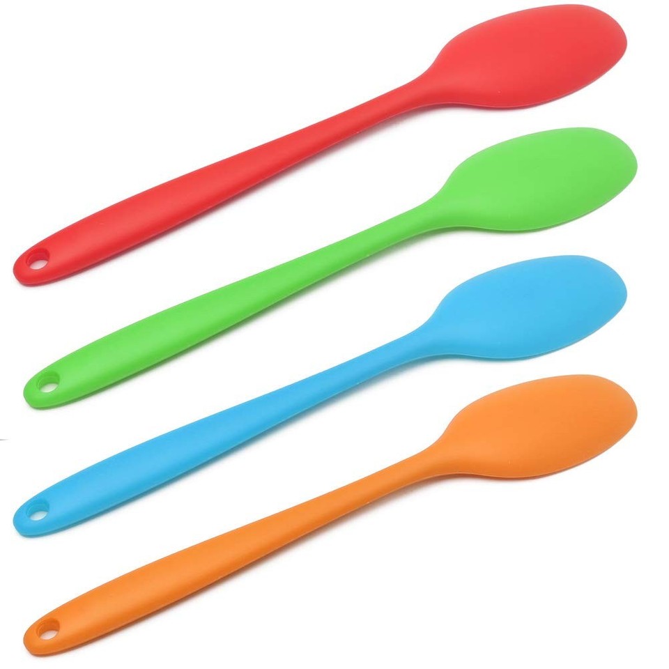Kuou 4-Piece Silicone Spoon Set, Heat Resistant Baking Serving Spoons ...