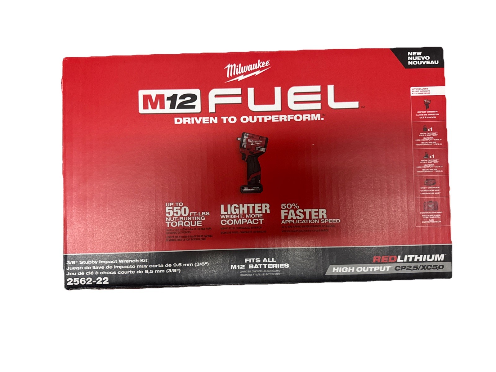 Milwaukee 2562-22 M12 FUEL 3/8" Cordless Stubby Impact Wrench Kit | eBay
