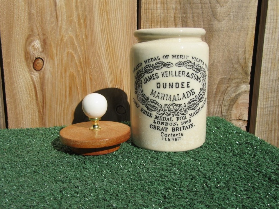 Vintage James Keiller & Sons Dundee Marmalade 1lb Jar Crock w/ Lid No ...