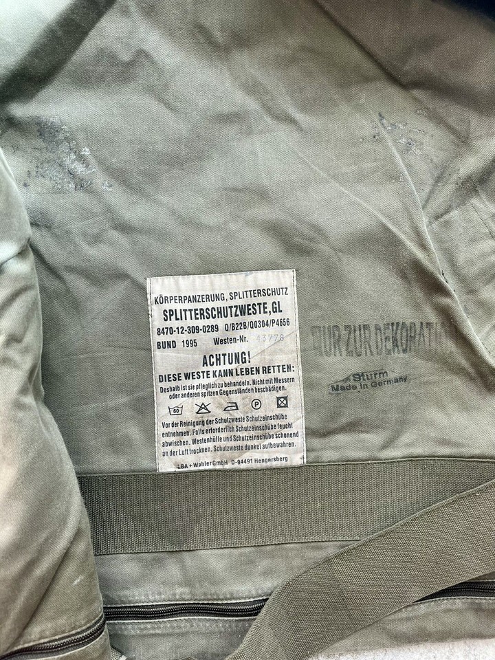1995 German Bundeswehr Army Flecktarn Camo Fragmentation FLAK Vest Size ...