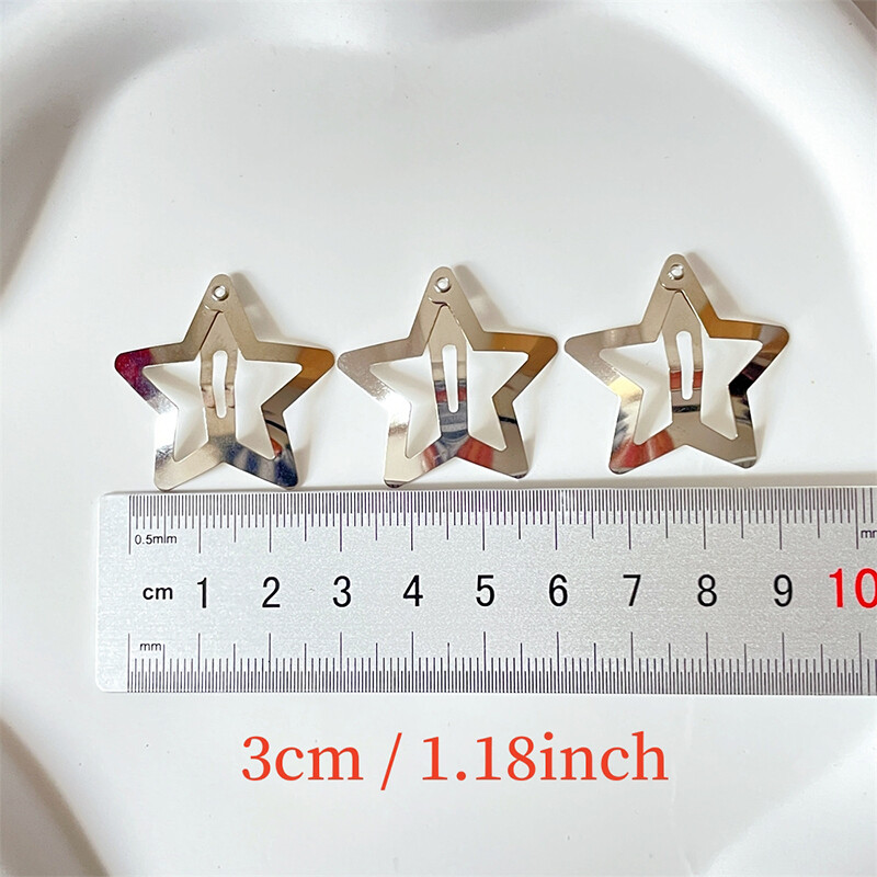 20pcs Snap Hair Clips for Hair Clip Pins BB Hairpin Silver Star Metal ...