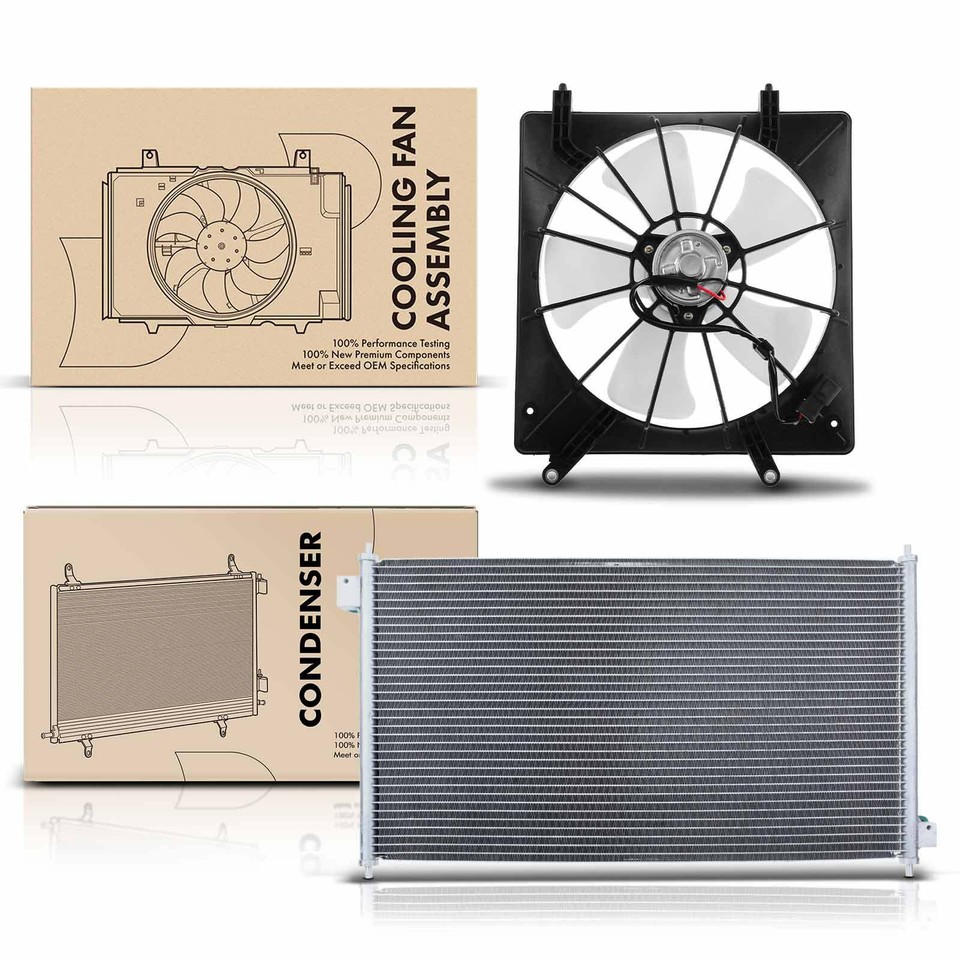 New 2x AC Condenser & Cooling Fan Assembly Kit for Honda Accord 1998 ...