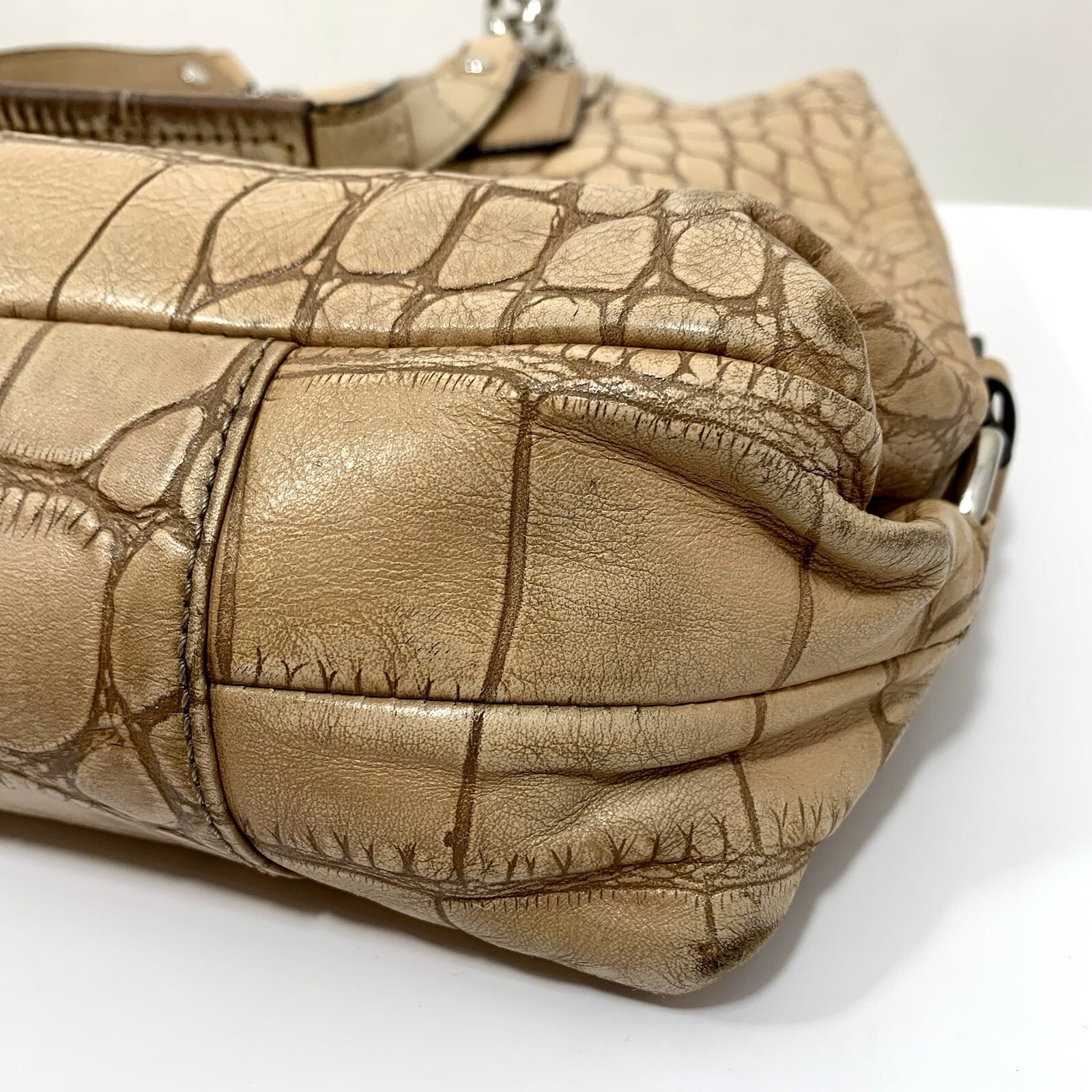 COACH Ashley F17661 Croc Embossed Leather Carry All Tote Bag Purse ...