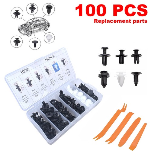 100x Car Clips Fasteners with Remover Tool, Universal Car Accessories ...