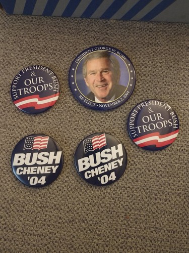 5 George W Bush Political Campaign Buttons 2004 Bush Cheney, Support ...