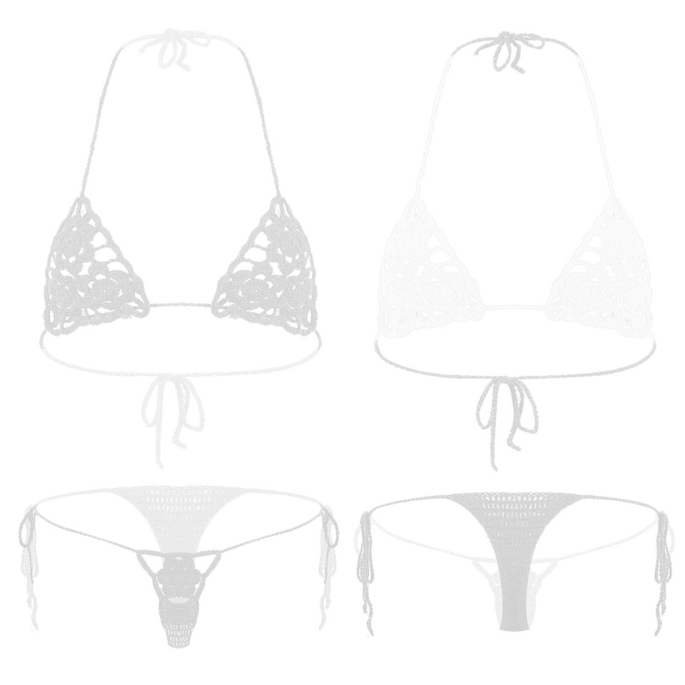 US Women Halter Micro Bikini Set Crochet G-string Lingerie Bathing Suit ...