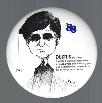 1988 6" GEORGE H.W. BUSH ANTI DUKAKIS - SPIDER WEB LG CARTOON BUTTON | eBay