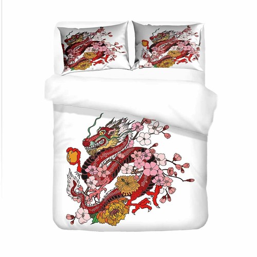 Chinese Dragon Totem Duvet Quilt Cover Bedding Set Pillowcase Queen ...