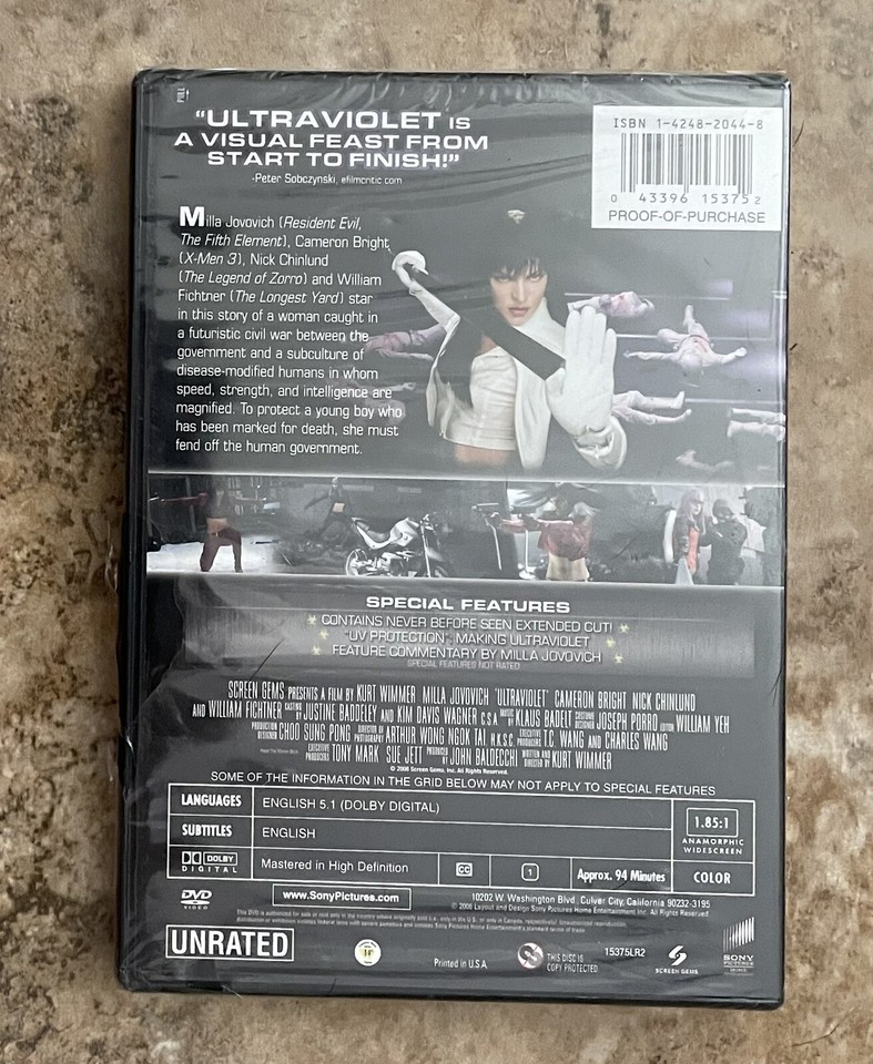 Ultraviolet Milla Jovovich DVD Extended Unrated Version Brand New ...