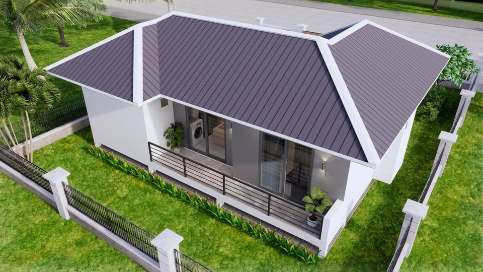 36x30 Feet House Plans 11x9 Meter 2 Beds 2 Baths Hip Roof PDF (A4 Hard ...