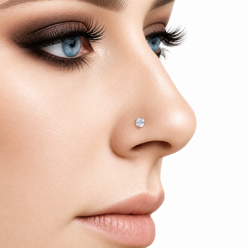 9K White Gold Nose Stud 0.05ct Diamond Studex Medisept Piercing System ...