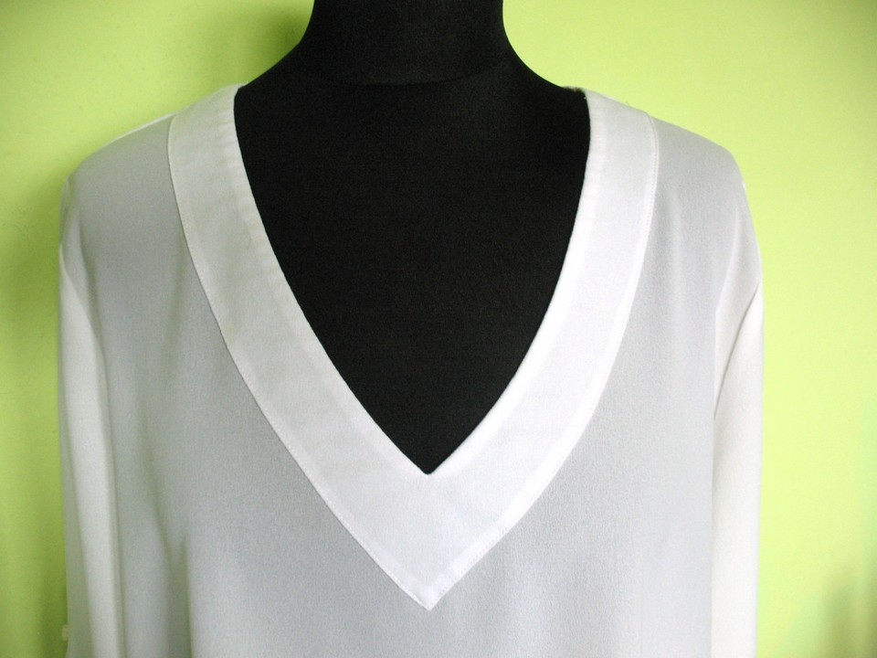 Bluse - weiß, transparent - 46 3XL - Brust 118 asymmetrisch | eBay.de