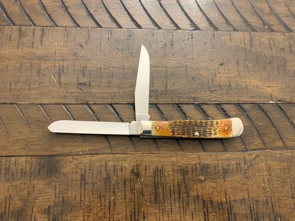 CASE XX TRAPPER KNIFE BURNT AMBER BONE DOG BONE SHIELD CS w/BOX 2025 | eBay