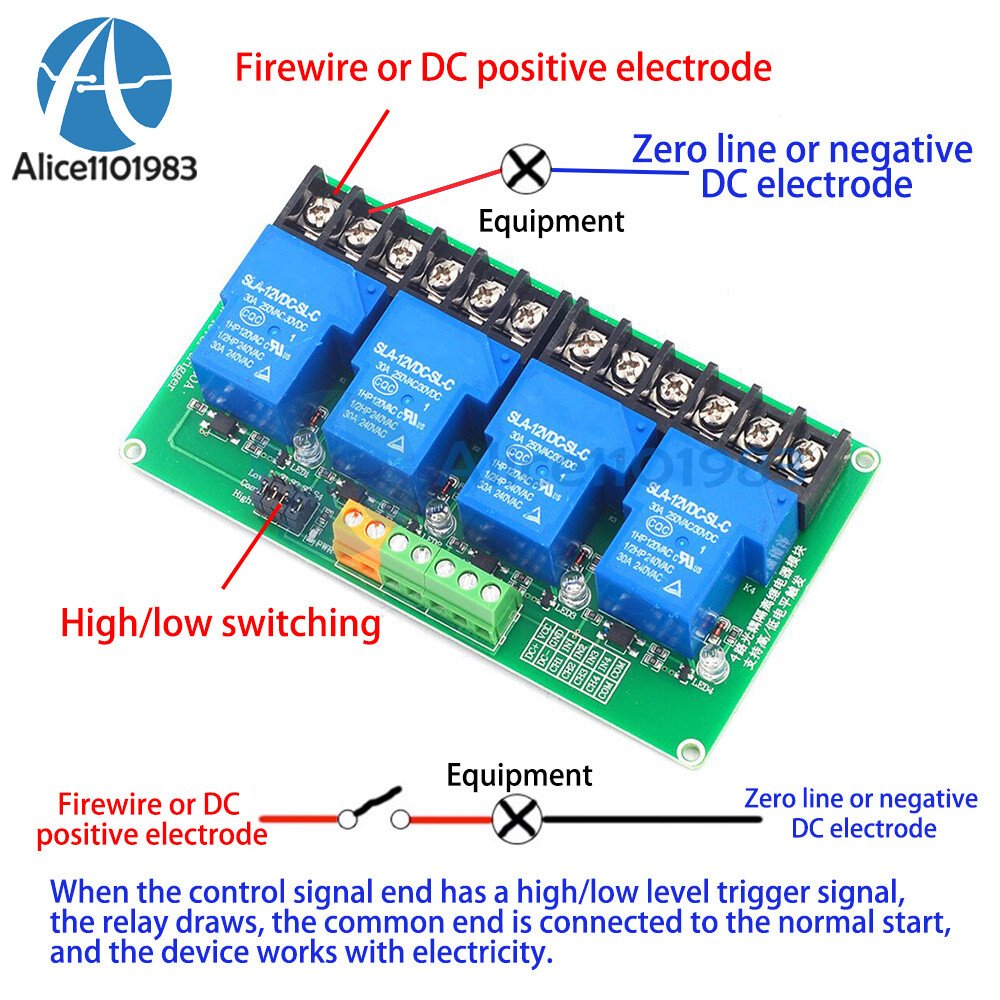 Relay Module XINY 4-Channel DC 12V 30A Control Board Optocoupler 12V ...