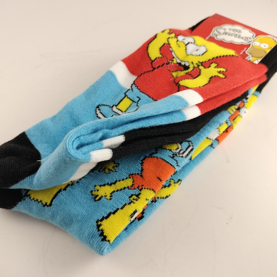 The Simpsons Bart Crew Socks 2 Pair Adult Shoe Size 6-12 Cartoon TV ...