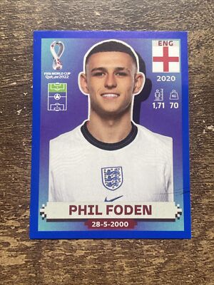 Phil Foden ENG17 PANINI Blue Sticker Parallel Qatar 2022 World cup ...