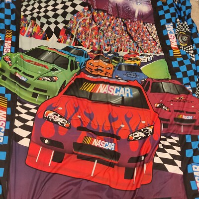 Vintage Nascar Full Size Bed Comforter Race Racing Car Checkered Flag ...