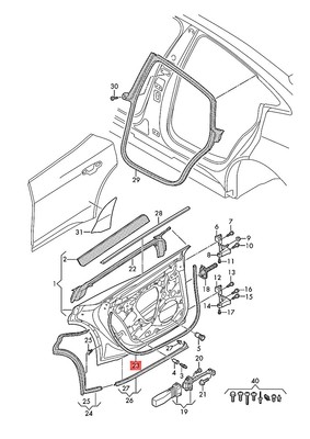 Genuine AUDI e-tron GT F83 Outer door seal self-adhesive Left 4J3839911 ...