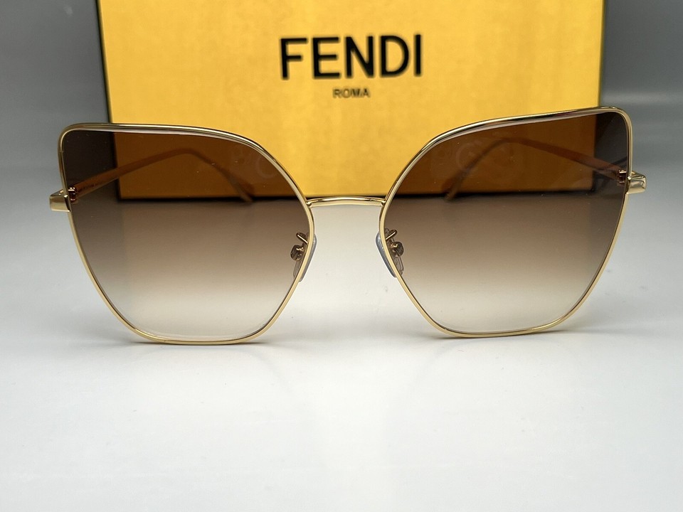 Fendi FE40015U Sunglasses Metal Gold Frame Gradient Lenses 61-140 New ...