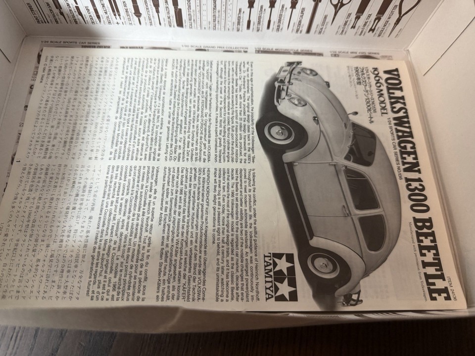 Tamiya 1/24 1966 VW 1300 Beetle Car Model Kit TAM24136 NIOB All Parts ...