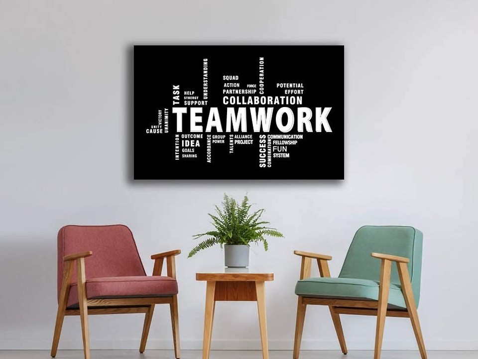 Teamwork Canvas Wall Art - Large Framed Motivational Quotes Artwork ...