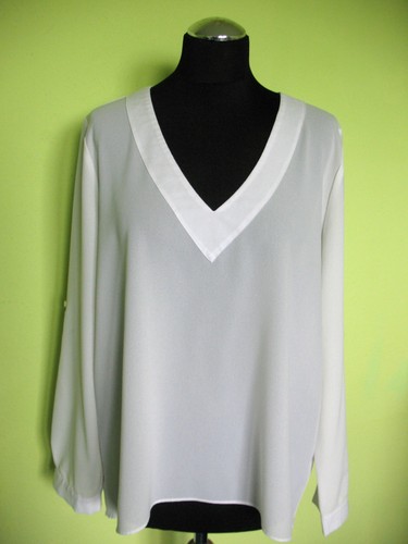 Bluse - weiß, transparent - 46 3XL - Brust 118 asymmetrisch | eBay.de