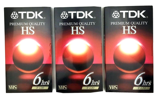 TDK VHS Tapes Premium Quality HS T-120 6 hrs Lot of 3 Factory Sealed ...