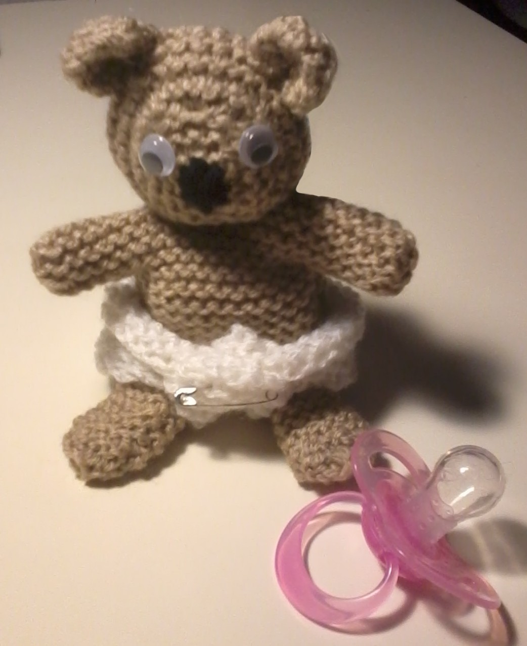 KNITTING PATTERN 758: PRAM CHARM / TOY, CUTE BABY TEDDY DUMMY HOLDER ...