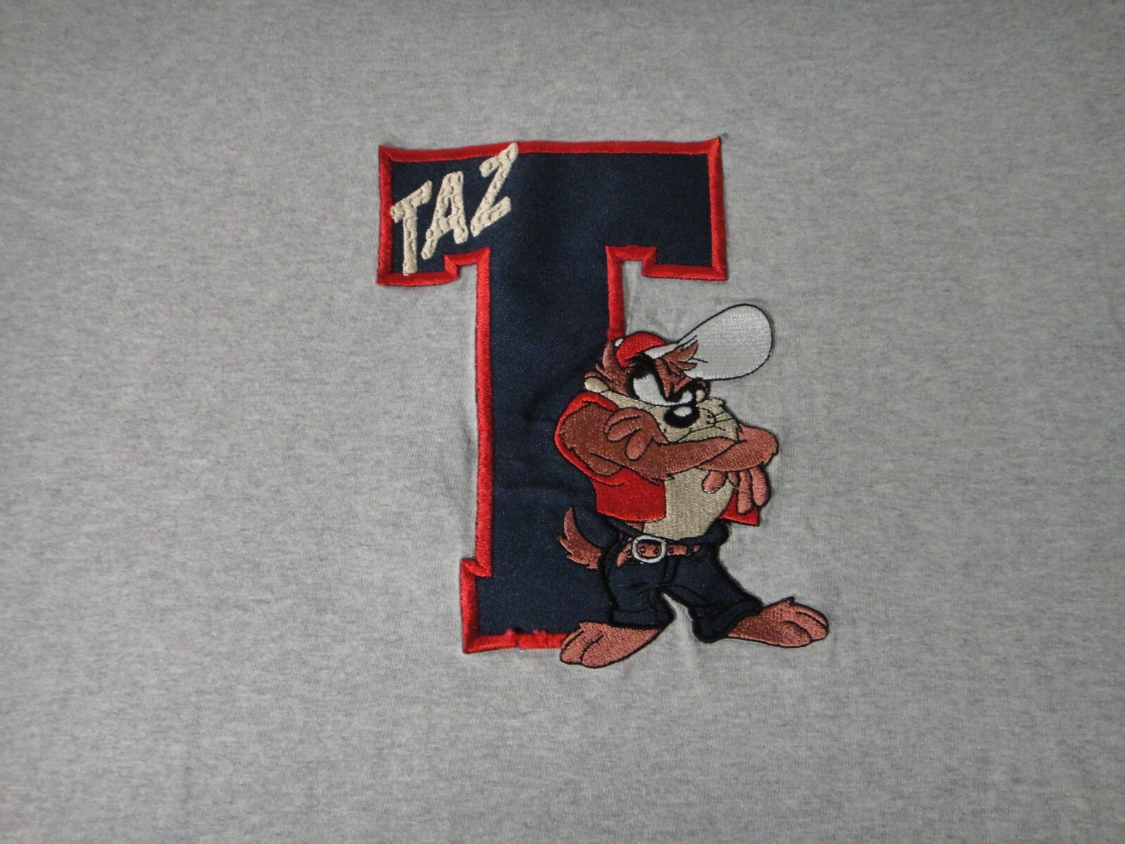 Vintage 1998 Looney Tunes Taz Capital T Grey Cotton T… - Gem